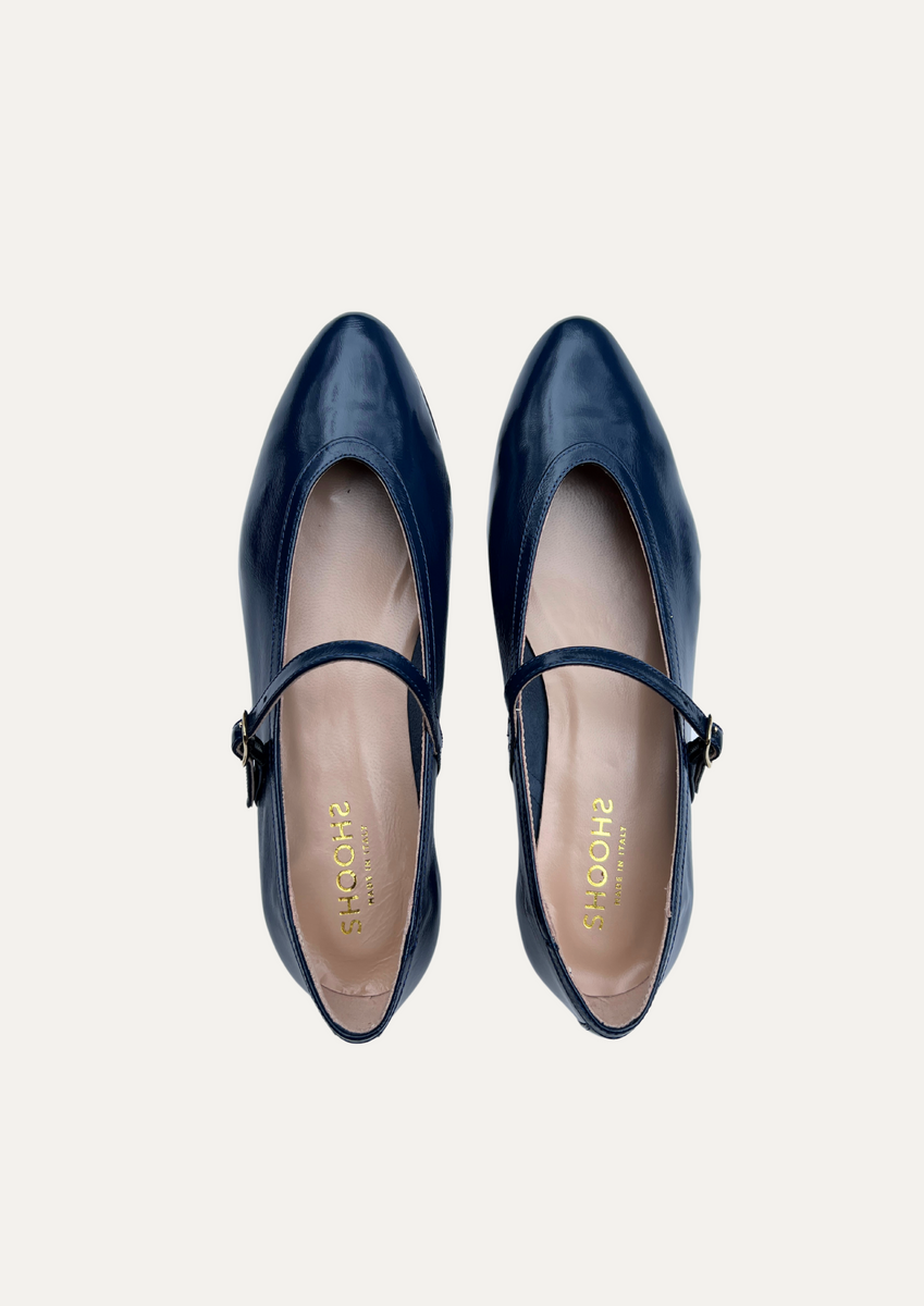 Tessa Dunkelblau Glanzleder – SHOOHS GmbH